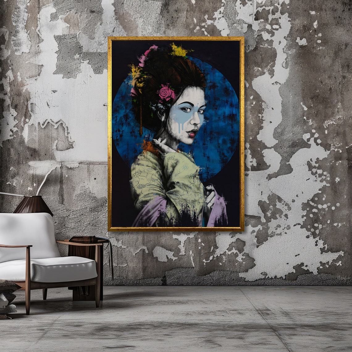 Geisha Elegance Canvas, Fin Dac Art Print, Asian Woman Wall Decor ...