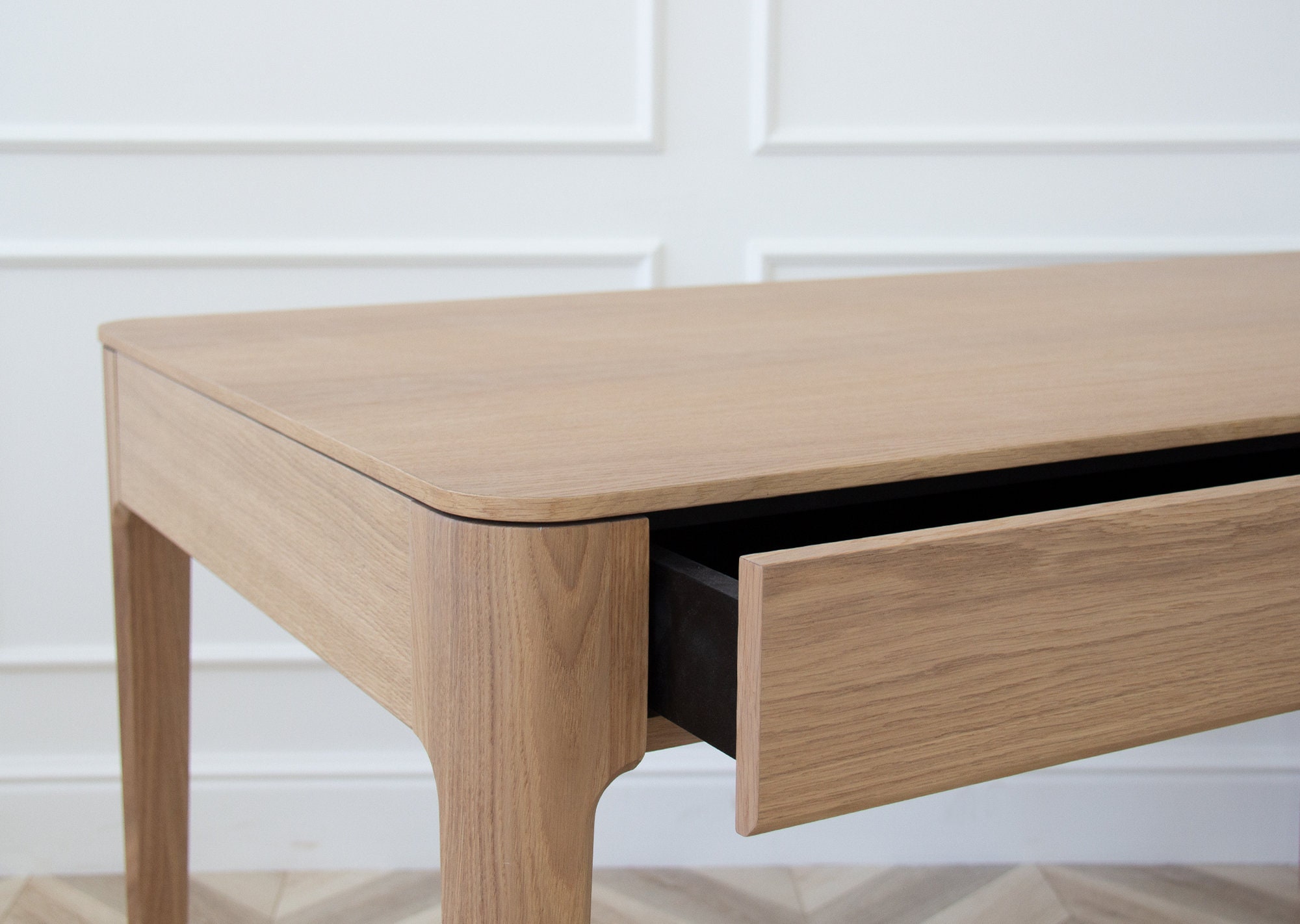 Mid-century Modern Solid Oak Desk Table Entryway Desk Minimalist Accent ...