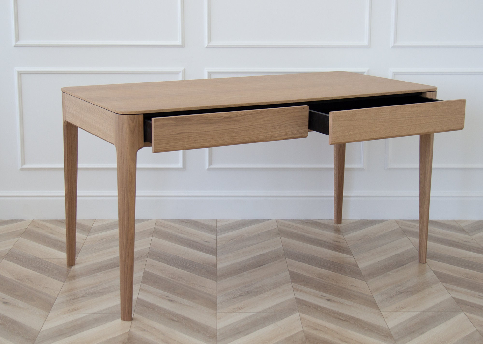 Mid-century Modern Solid Oak Desk Table Entryway Desk Minimalist Accent ...