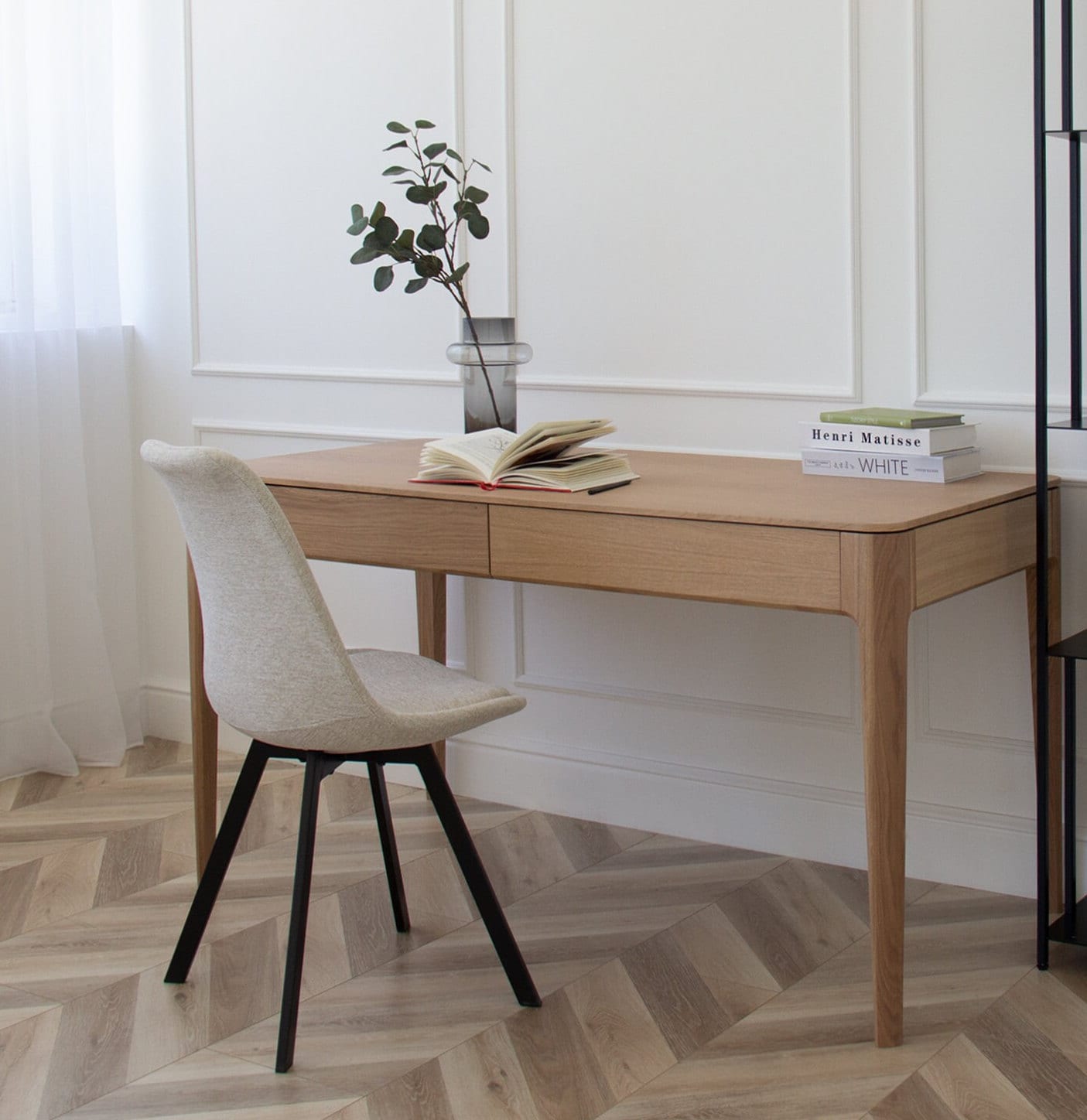 Mid-century Modern Solid Oak Desk Table Entryway Desk Minimalist Accent ...