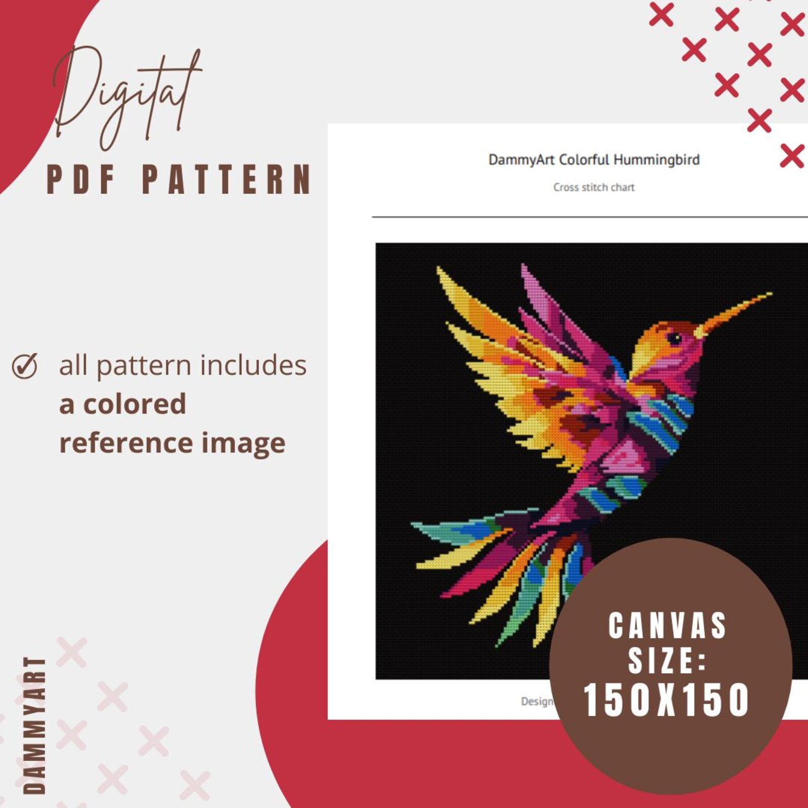 Colorful Hummingbird Cross Stitch Patterncolibri for Black Background ...