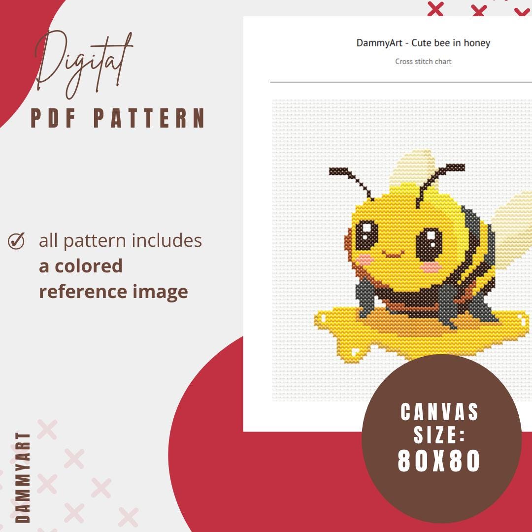 Cute Little Bee in Honey Cross-stitch Pattern - Etsy