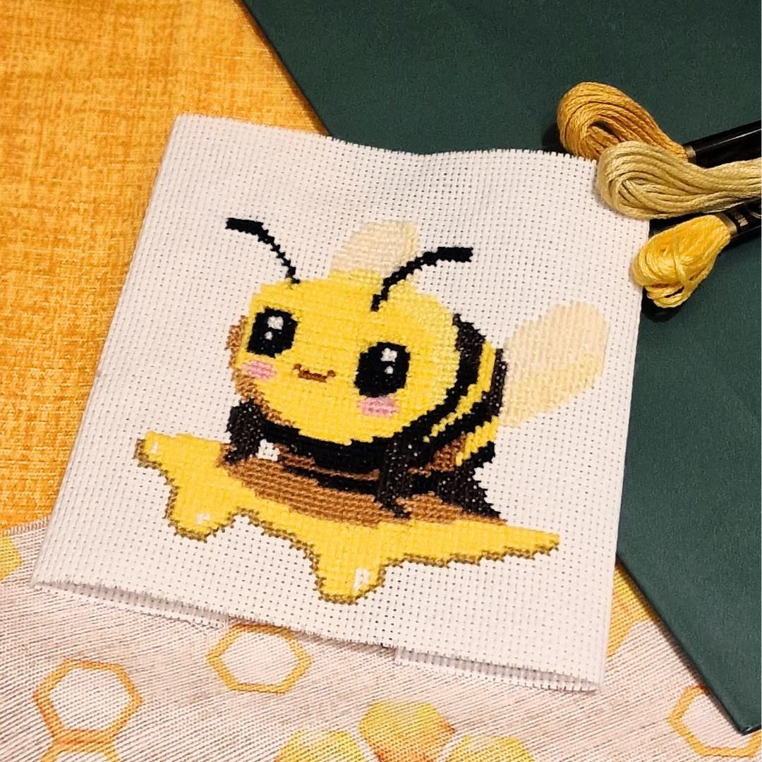 Cute Little Bee in Honey Cross-stitch Pattern - Etsy