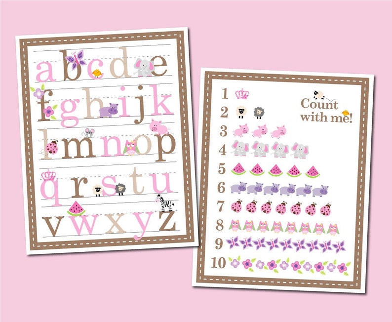 11x14 Girl Alphabet and Number Counting Poster - Etsy
