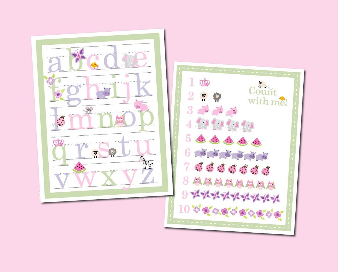 11x14 Girl Alphabet and Number Counting Poster - Etsy
