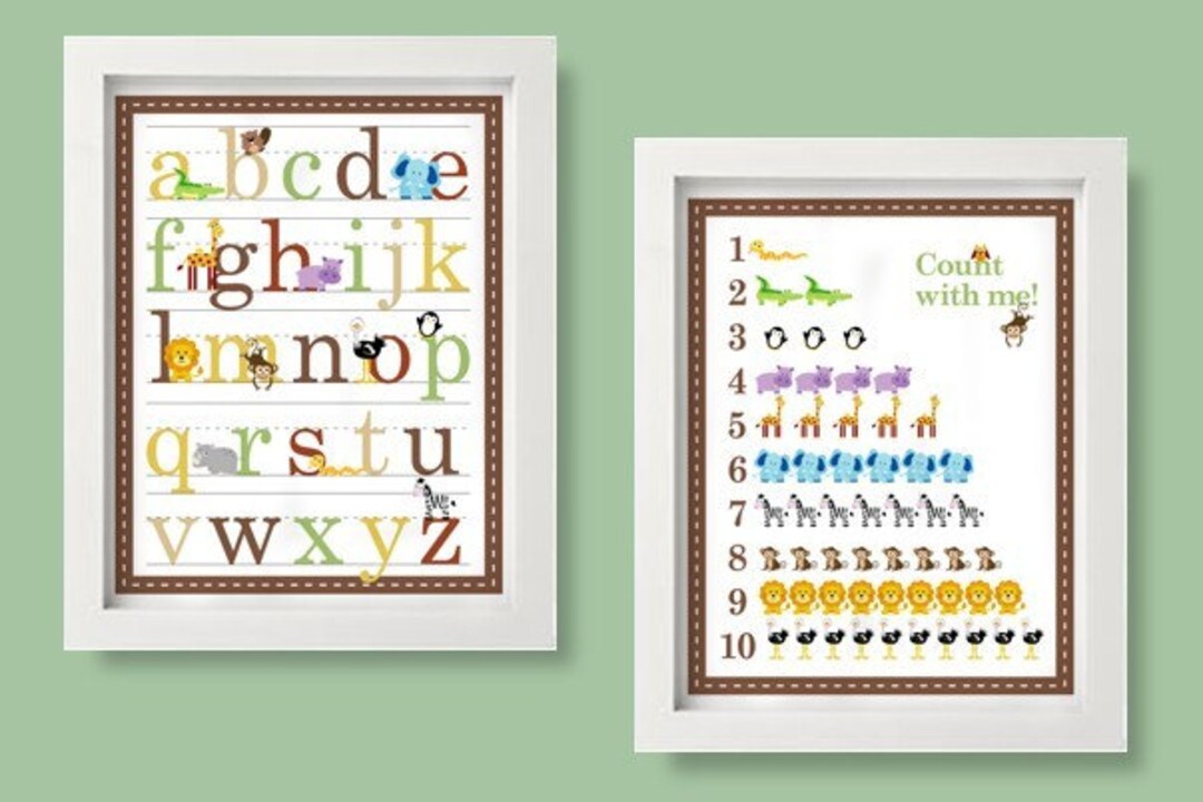 Safari Art Alphabet and Number Counting Posters - 11x14 -safari Zoo ...