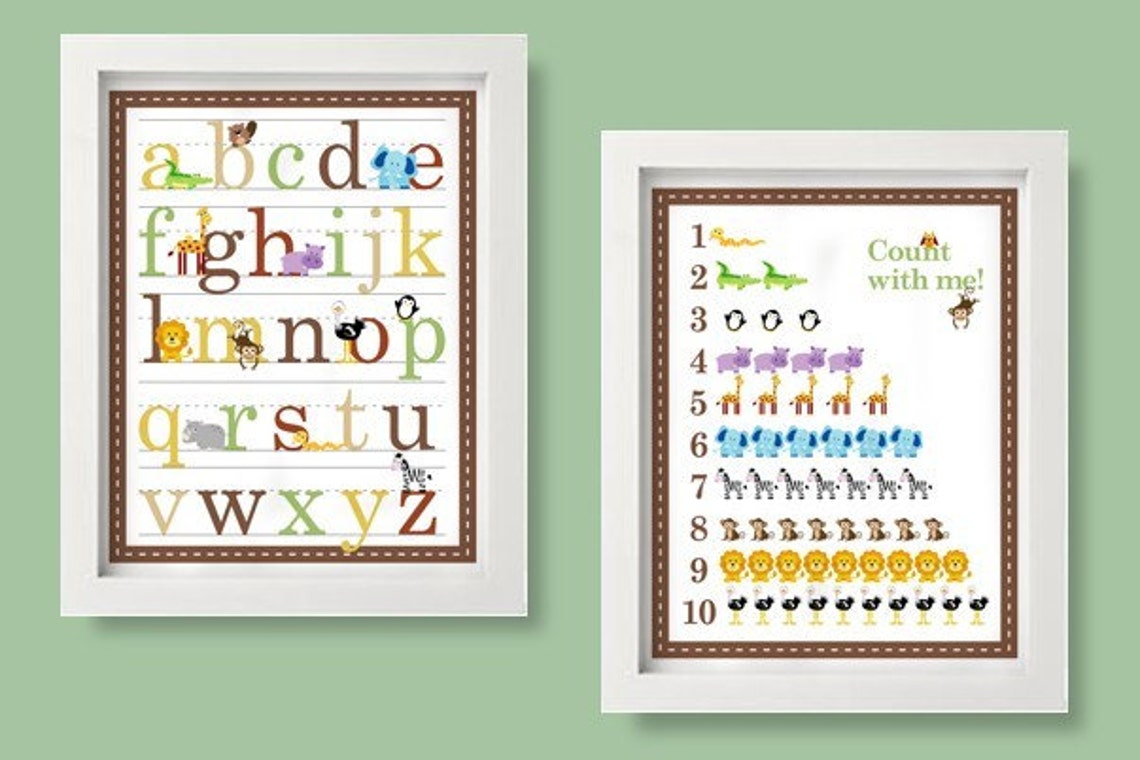 Safari Art Alphabet and Number Counting Posters - 11x14 -safari Zoo ...