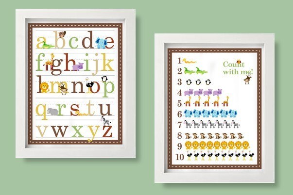Safari Art Alphabet and Number Counting Posters 11x14 | Etsy