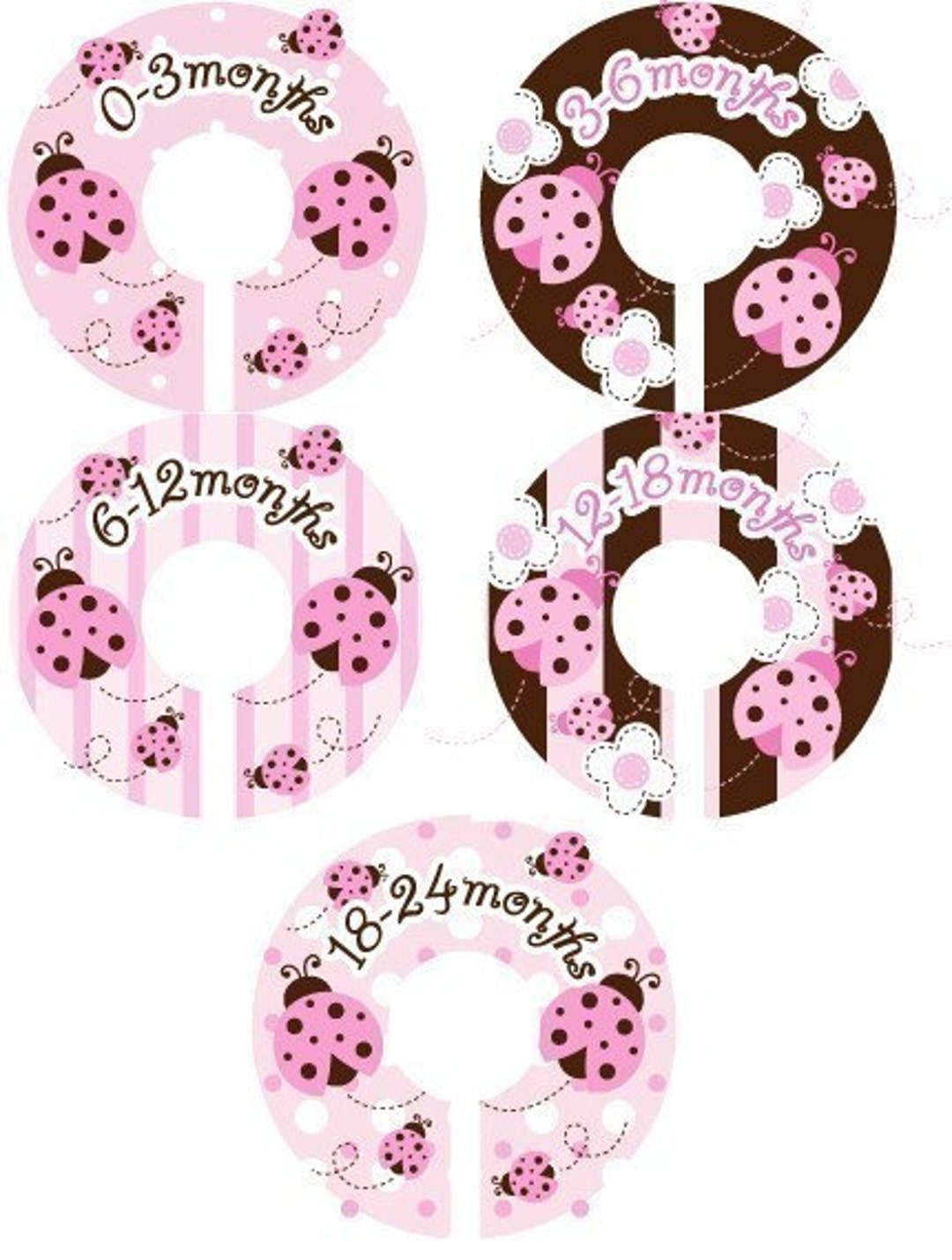 Ladybug Pink and Brown Closet Clothing Dividers - Set of 5 Assorted for ...