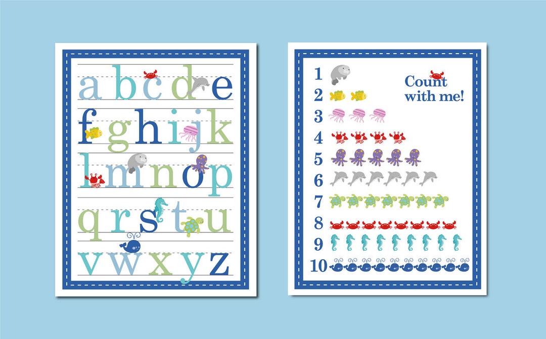 11x14 Ocean Sealife Alphabet and Number Counting Poster - Etsy