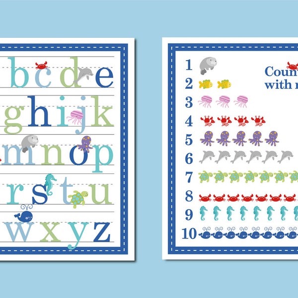 Safari Alphabet and Number Poster - Etsy