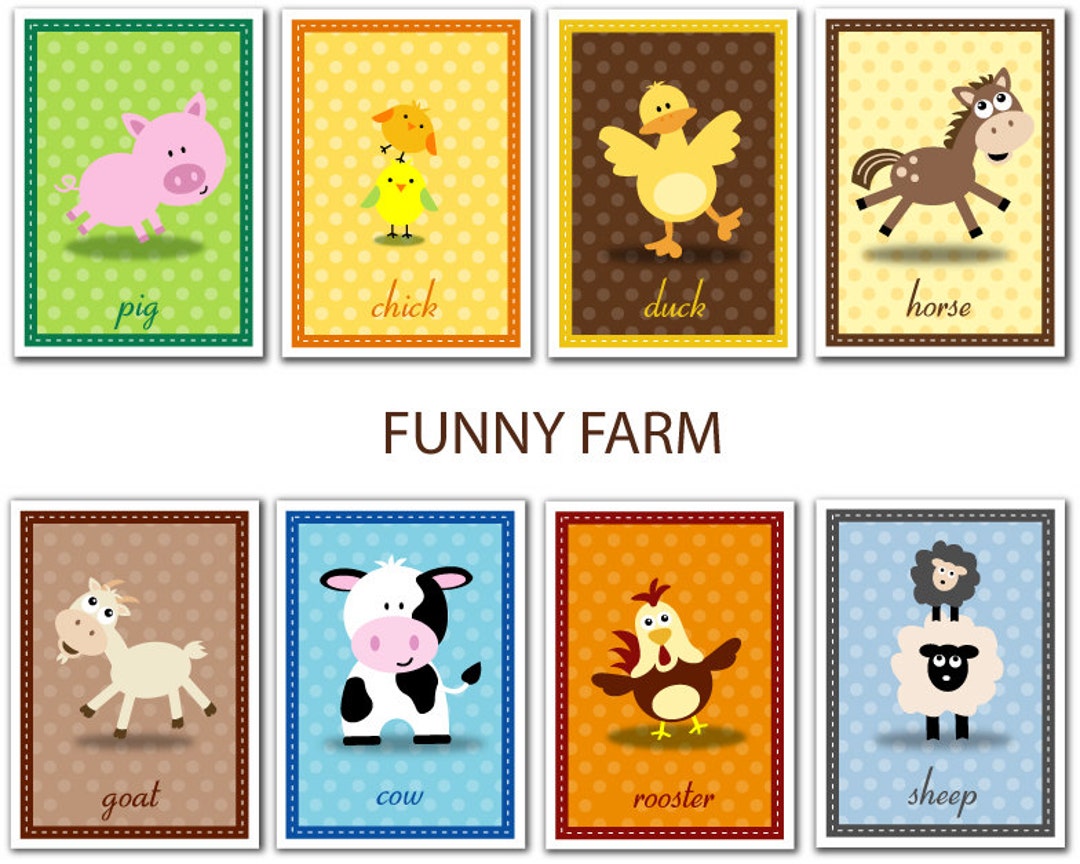 Set of 8 Funny Farm Animal Prints - 4x6, 5x7 or 8x10 - Etsy