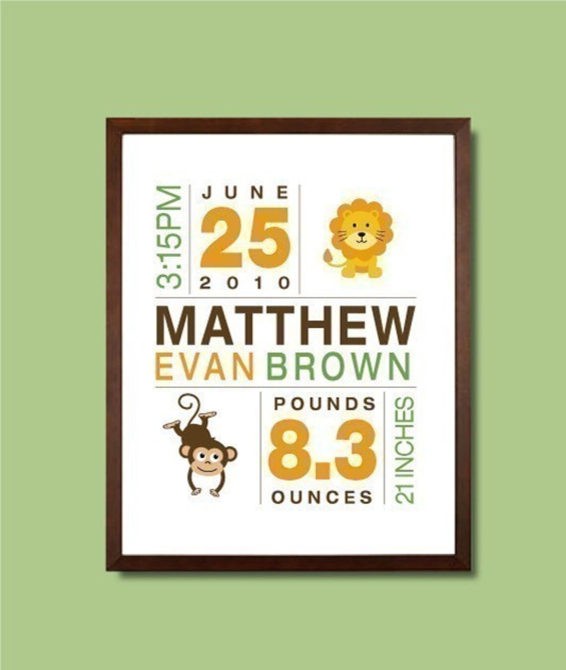 Baby Birth Print - Birth Announcement Nursery Wall Art Print - 8x10 ...