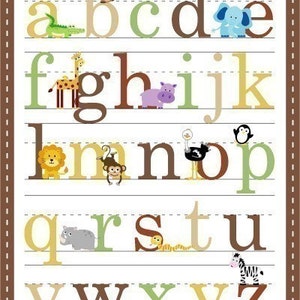 Alphabet Nursery Art Safari Zoo Animal Poster -11x14 - Etsy