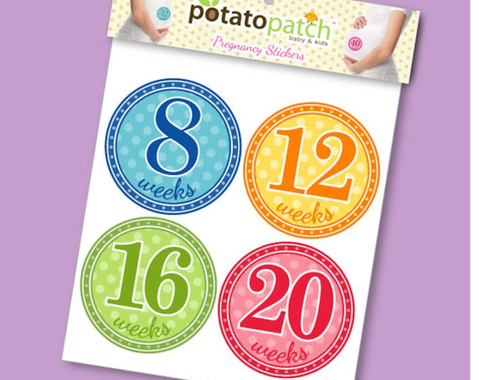 12 Weekly Pregnancy Belly Bump Stickers Pink Blue Orange Green Chevrons ...