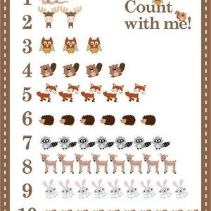 11x14 Woodland Forest Friends Alphabet and Number Counting Poster - Set ...