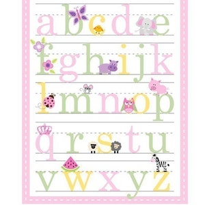11x14 Alphabet Poster for Girls -pink Sage Yellow or Brown and Pink - Etsy