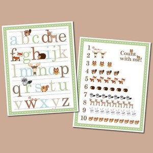 11x14 Woodland Forest Friends Alphabet and Number Counting Poster - Set ...