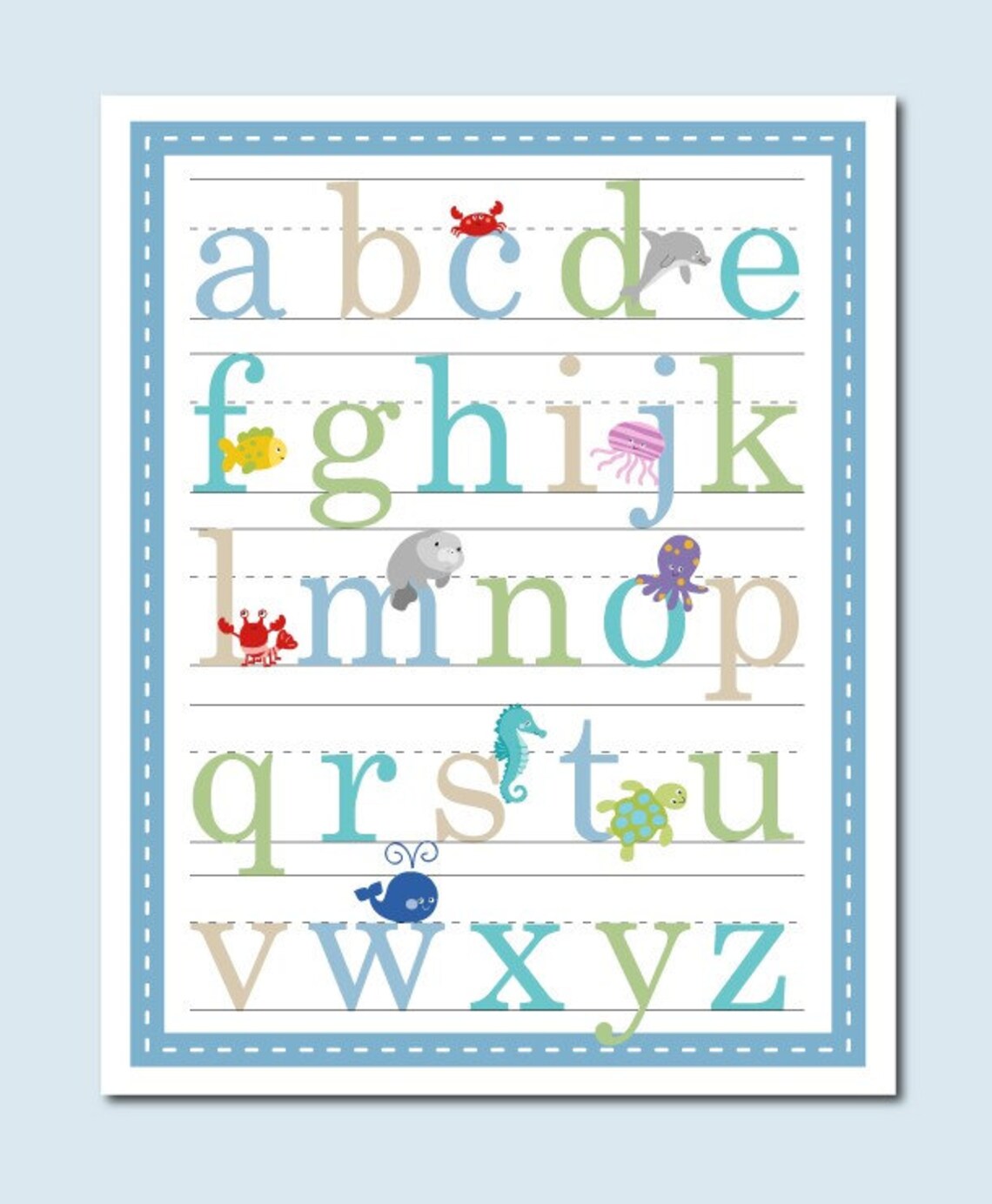 11x14 Ocean Sealife Alphabet and Number Counting Poster - Etsy