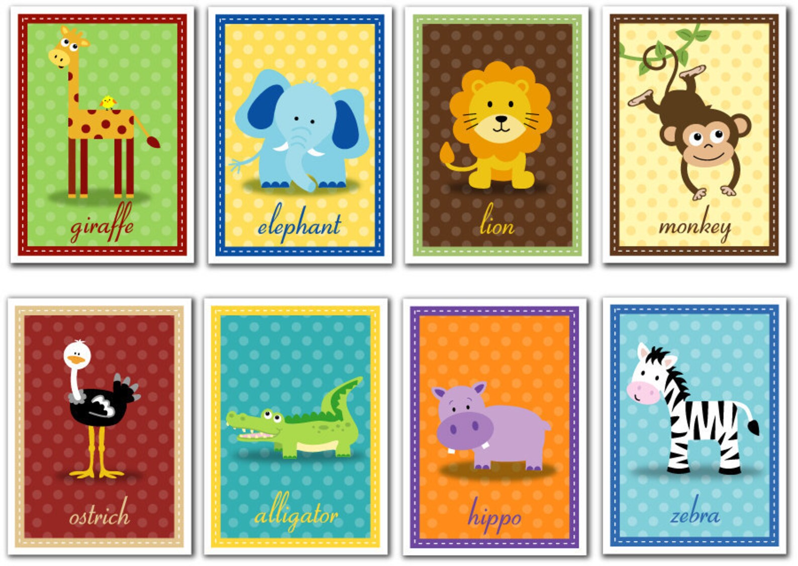 Set of 8 Safari Zoo Jungle Animal Prints 4x6 5x7 8x10 - Etsy