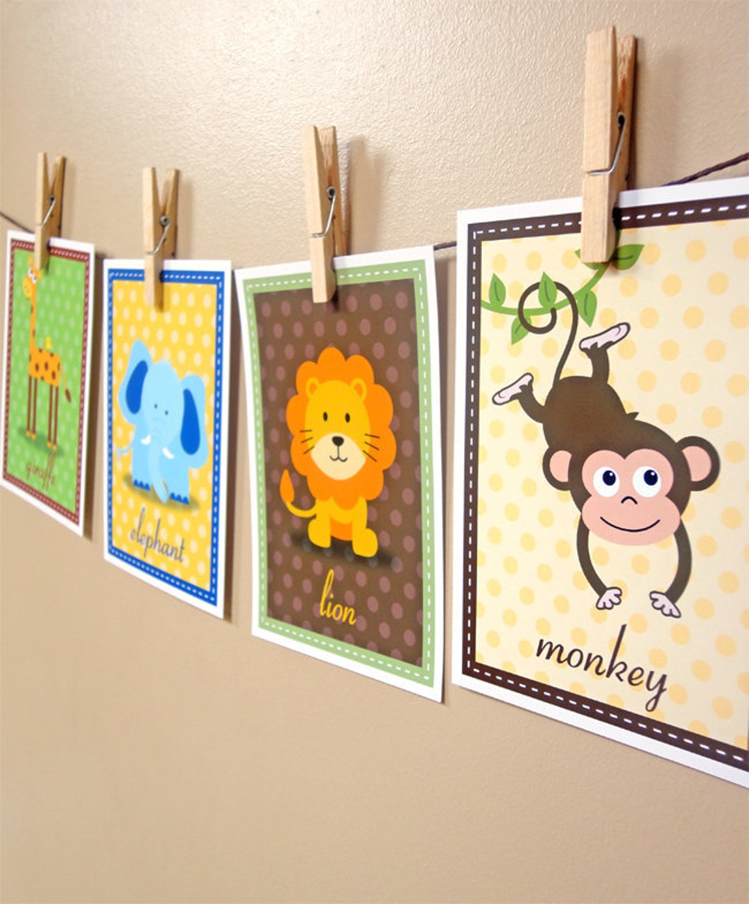 Set of 4 Safari Zoo Animal, Forest Friends, Farm Animals Nursery ...