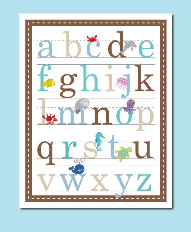 11x14 Ocean Sealife Alphabet Poster for Boys and Girls | Etsy