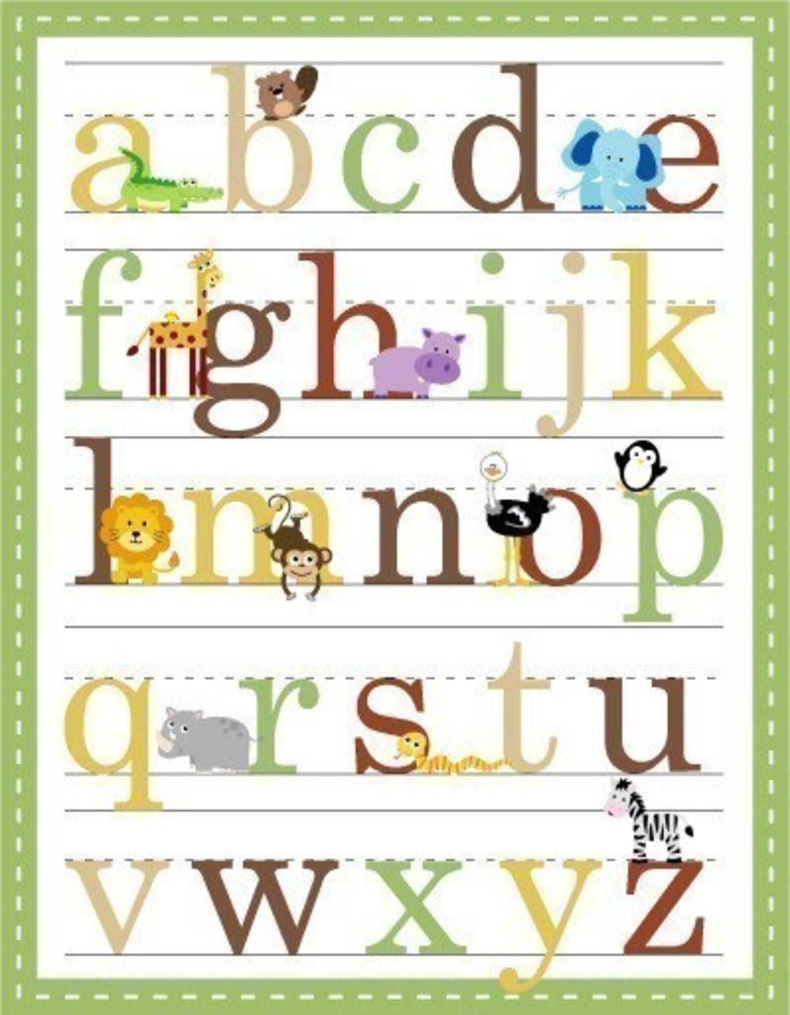 Safari Art Alphabet and Number Counting Posters - 11x14 -safari Zoo ...