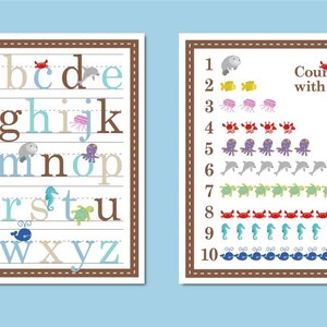 11x14 Ocean Sealife Alphabet and Number Counting Poster - Etsy