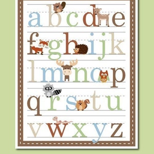 11x14 Woodland Forest Friends Alphabet and Number Counting Poster - Set ...