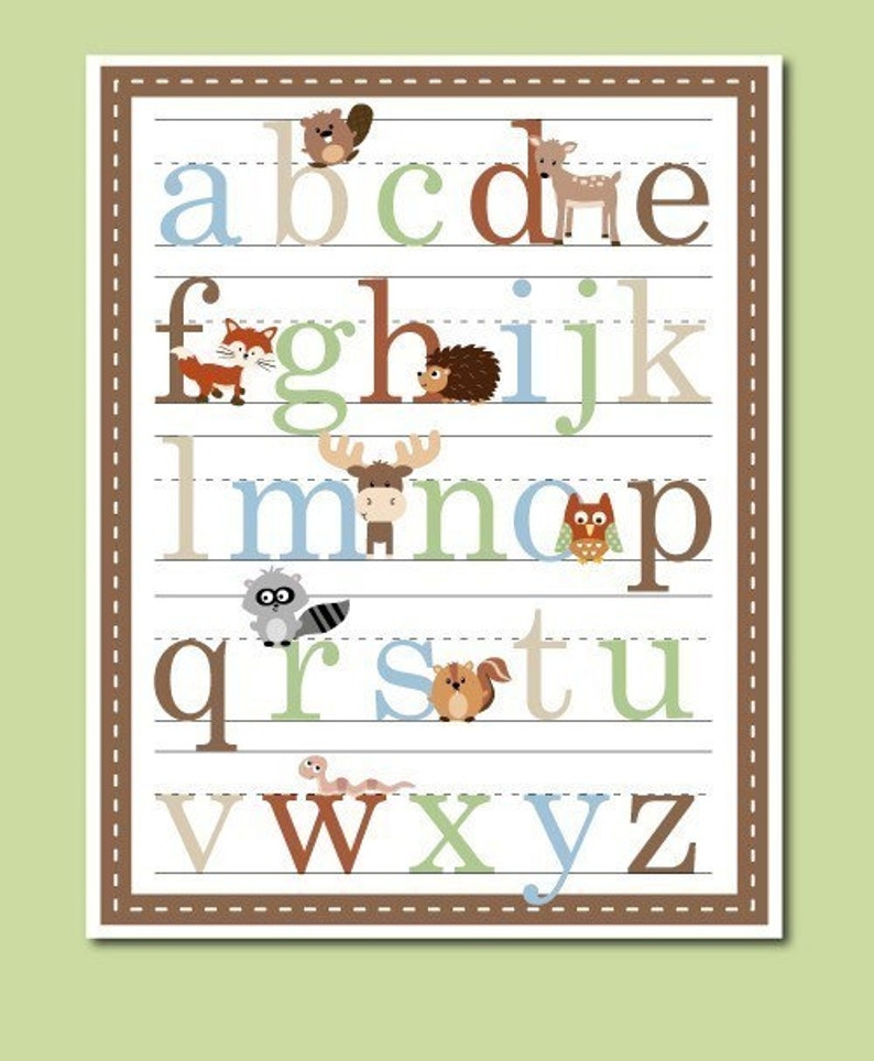 11x14 Woodland Forest Friends Alphabet and Number Counting Poster - Set ...