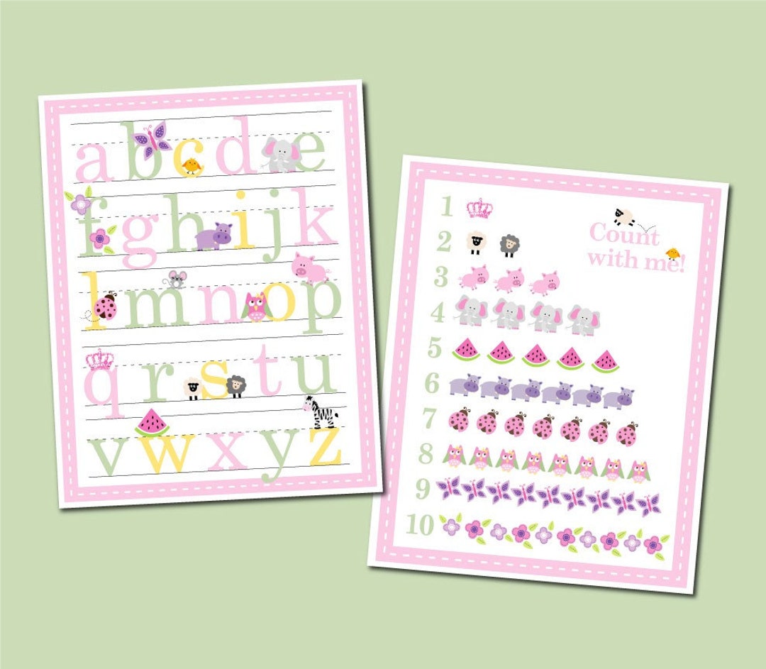 11x14 Girl Alphabet and Number Counting Poster - Etsy