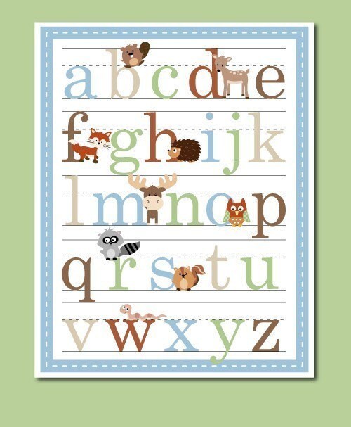 11x14 Woodland Forest Friends Alphabet and Number Counting Poster - Set ...