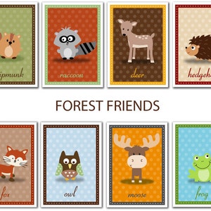 Set of 4 Safari Zoo Animal, Forest Friends, Farm Animals Nursery ...