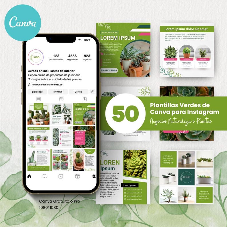 50 Green Canva Templates for Instagram Nature, Plants, Botany, Ecology ...