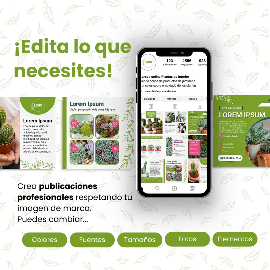 50 Green Canva Templates for Instagram Nature, Plants, Botany, Ecology ...