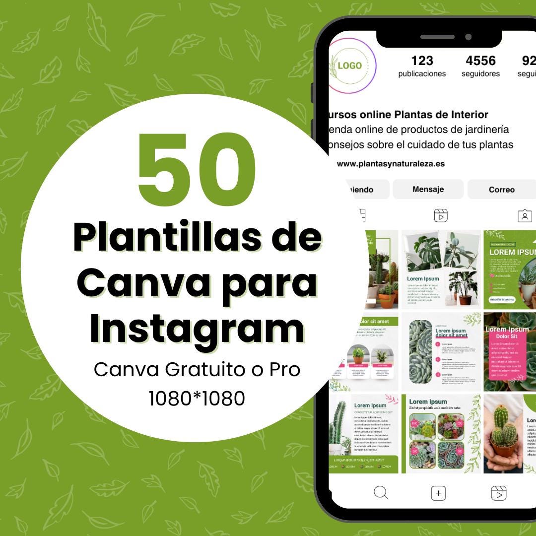 50 Green Canva Templates for Instagram Nature, Plants, Botany, Ecology ...