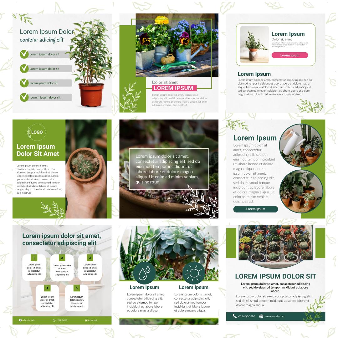 50 Green Canva Templates for Instagram Nature, Plants, Botany, Ecology ...