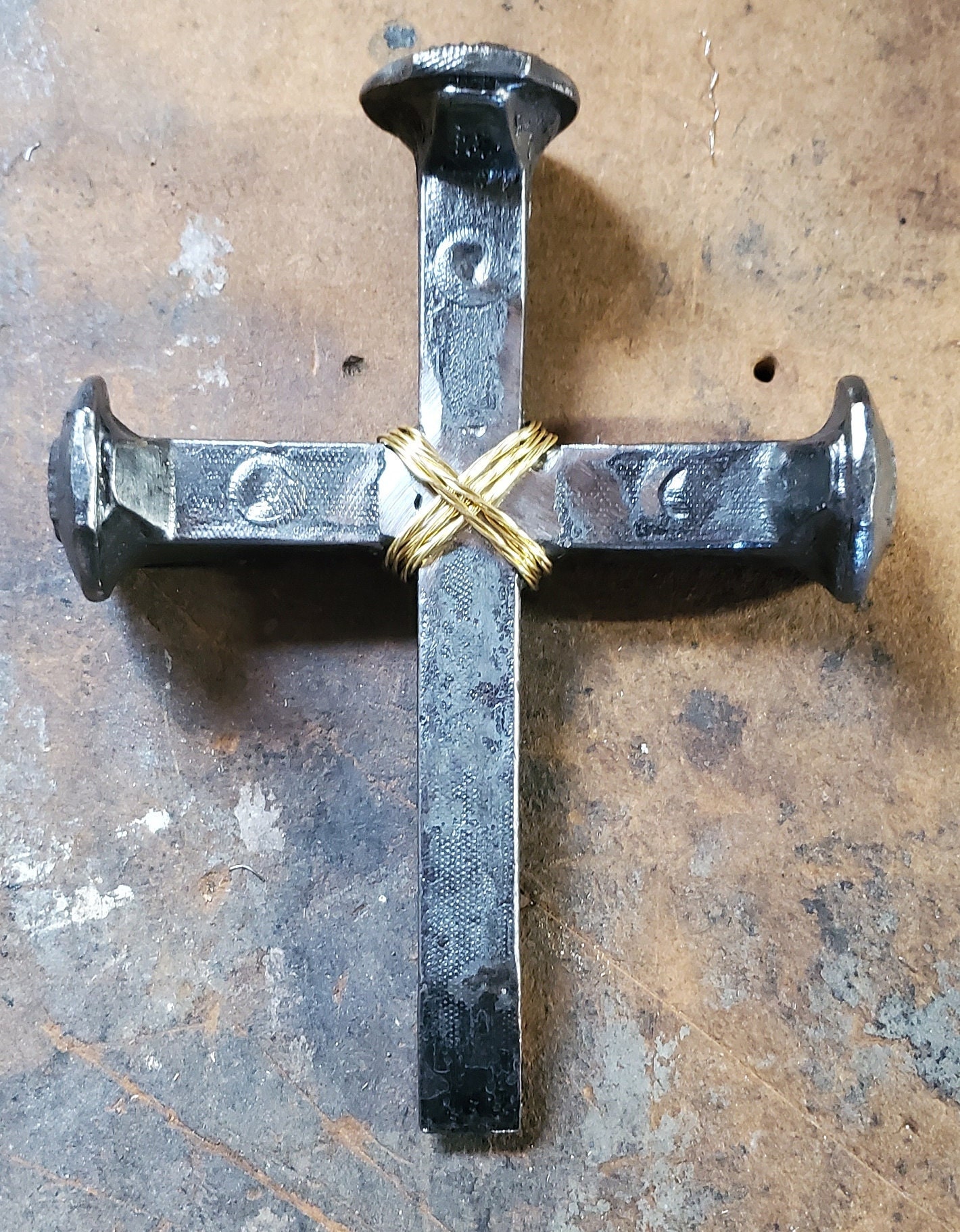 Rustic Railroad Spike Cross, Railroad Spike Cross Plaque, Home Decor ...