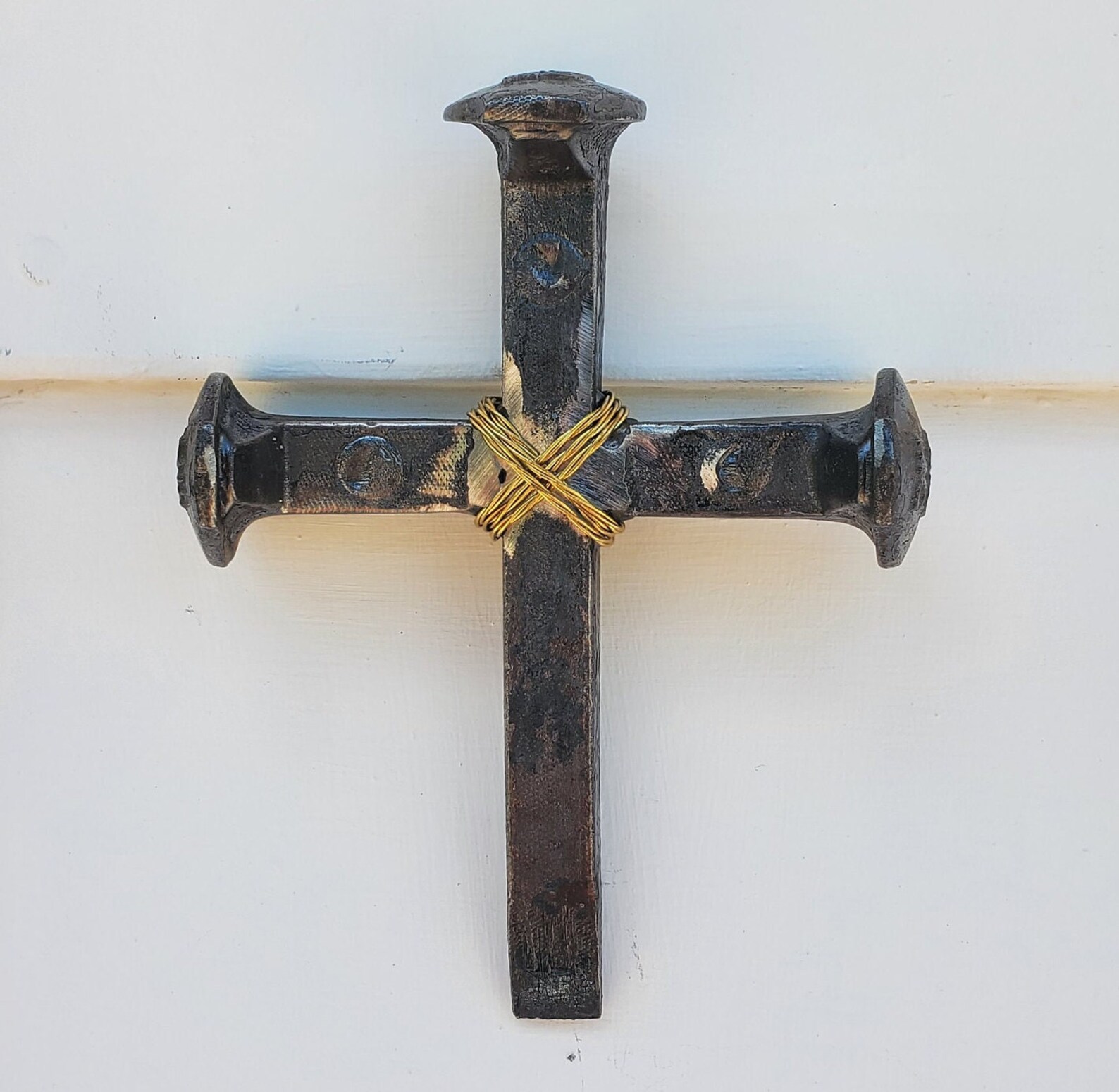 Rustic Railroad Spike Cross, Railroad Spike Cross Plaque, Home Decor ...