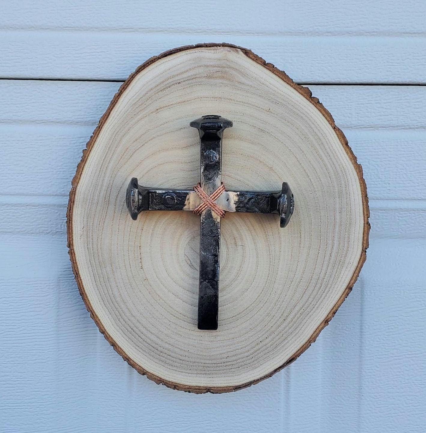 Rustic Railroad Spike Cross, Railroad Spike Cross Plaque, Home Decor ...