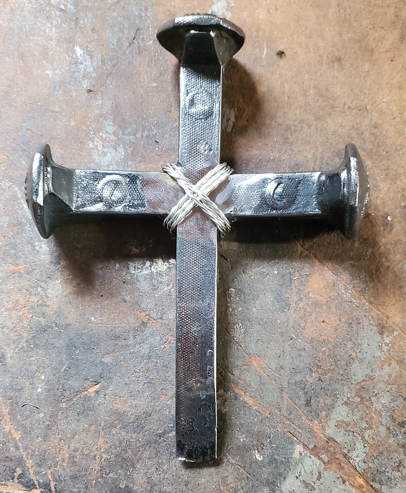 Rustic Railroad Spike Cross, Railroad Spike Cross Plaque, Home Decor ...