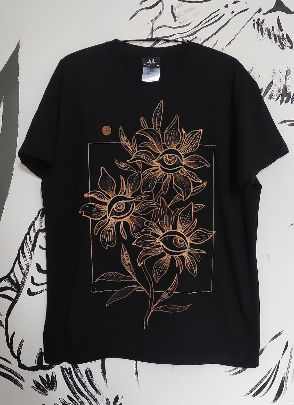 Hand Painted Bleached Tshirts, Hand Painted, Black Bleached T-shirt ...