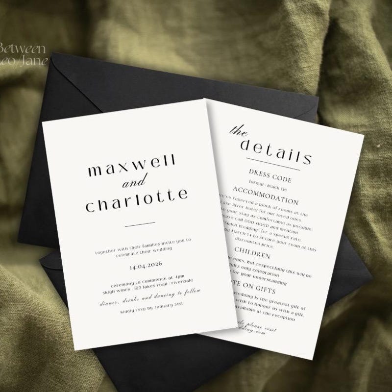 Simple Wedding Invitation - Etsy