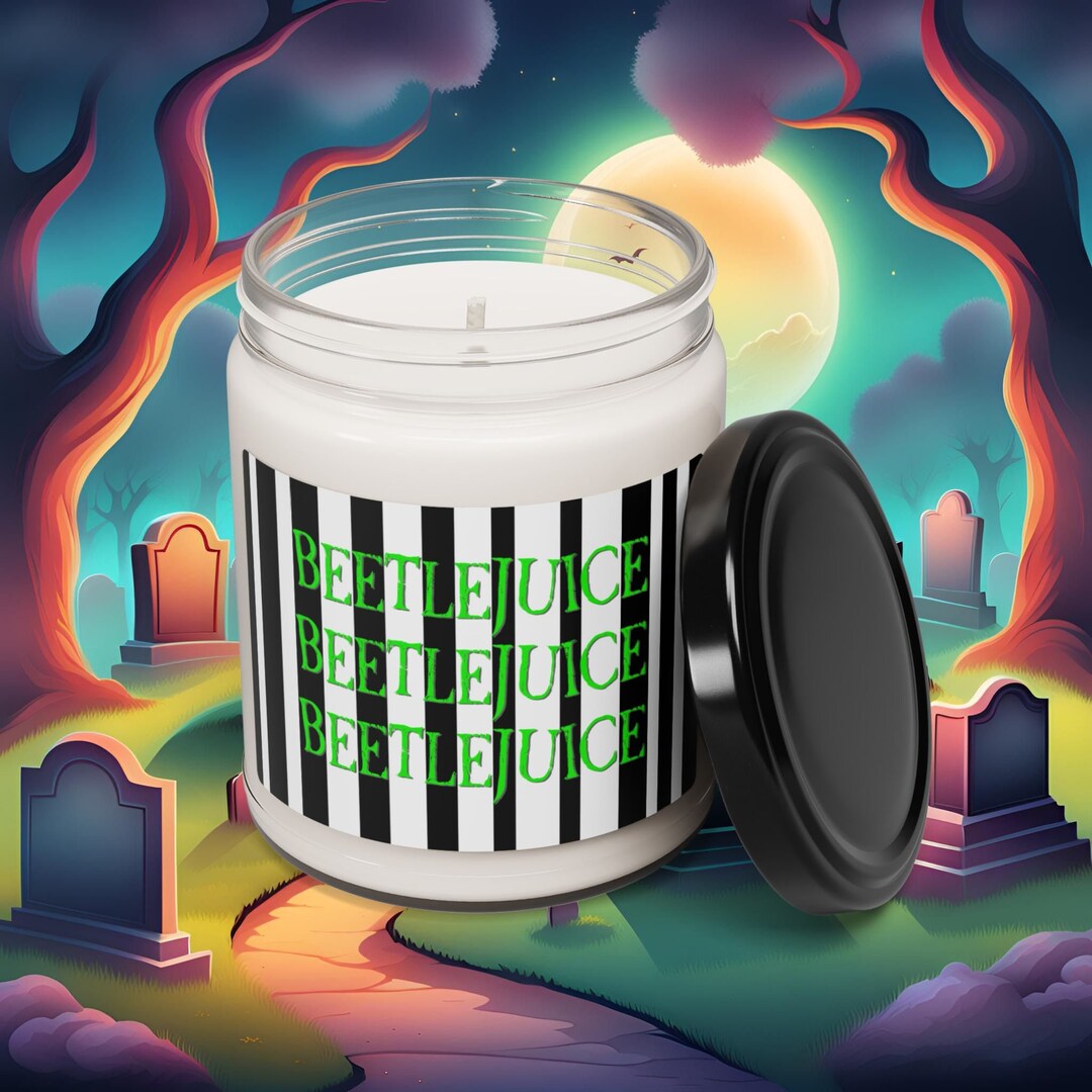 Beetlejuice Scented Candle - Full Glass, 9oz Beetleguise Ghost With the ...