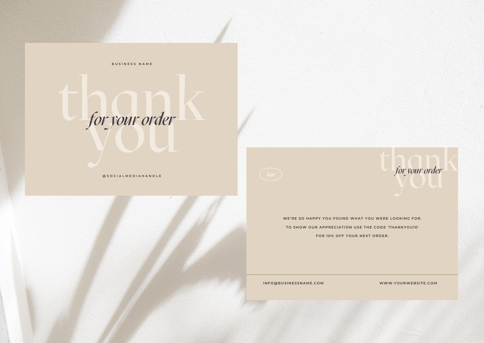 Beige Business Thank You Card Template, DIY Thank You Card, Printable ...