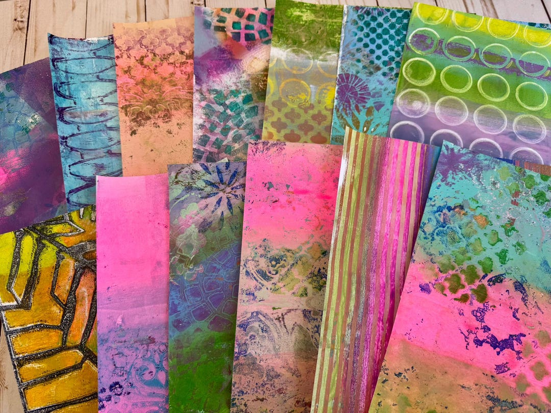 Painted Paper Bundle, Gelli Print Pack, Collage Papers - Etsy