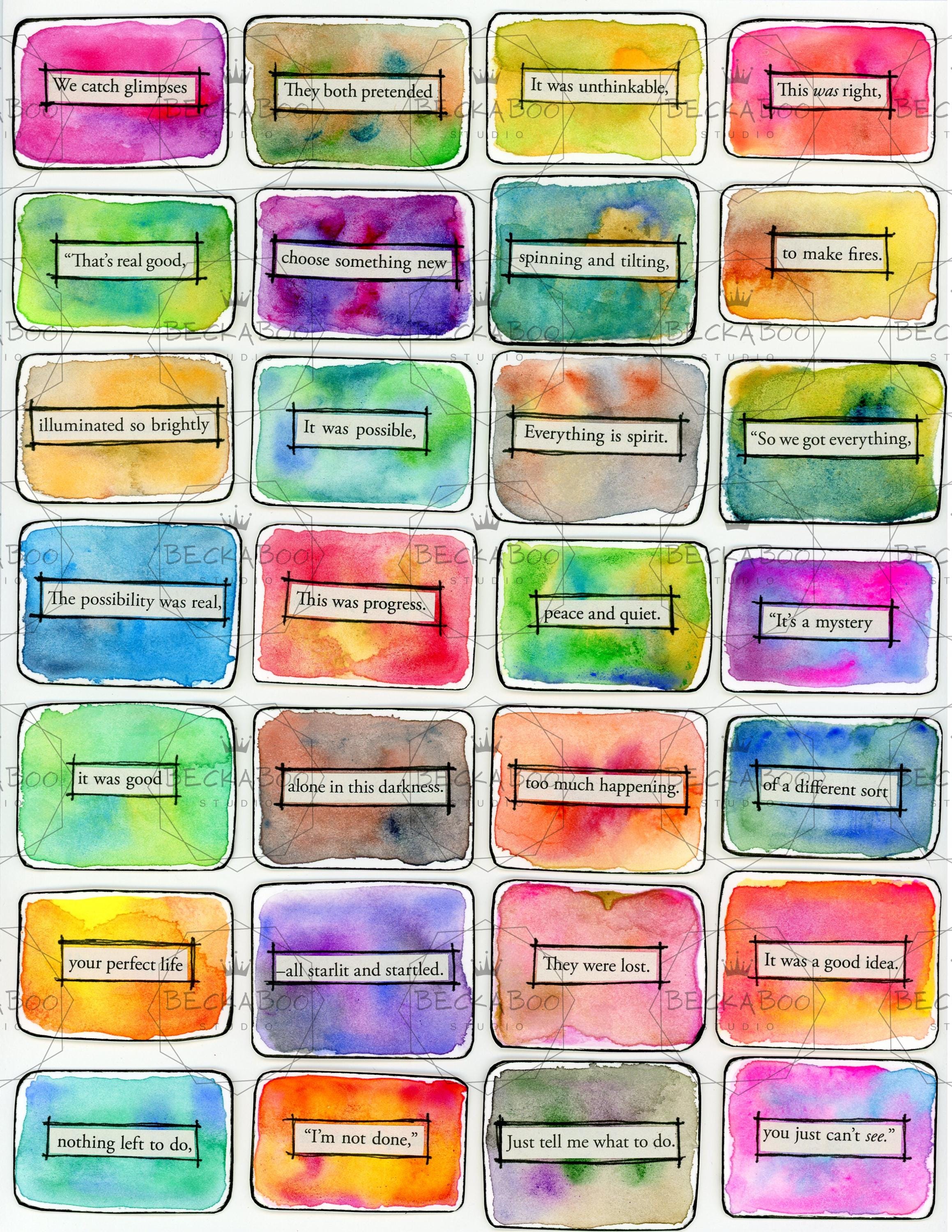 Watercolor Words Printables, Words Digital Collage Sheet, Junk Journal ...