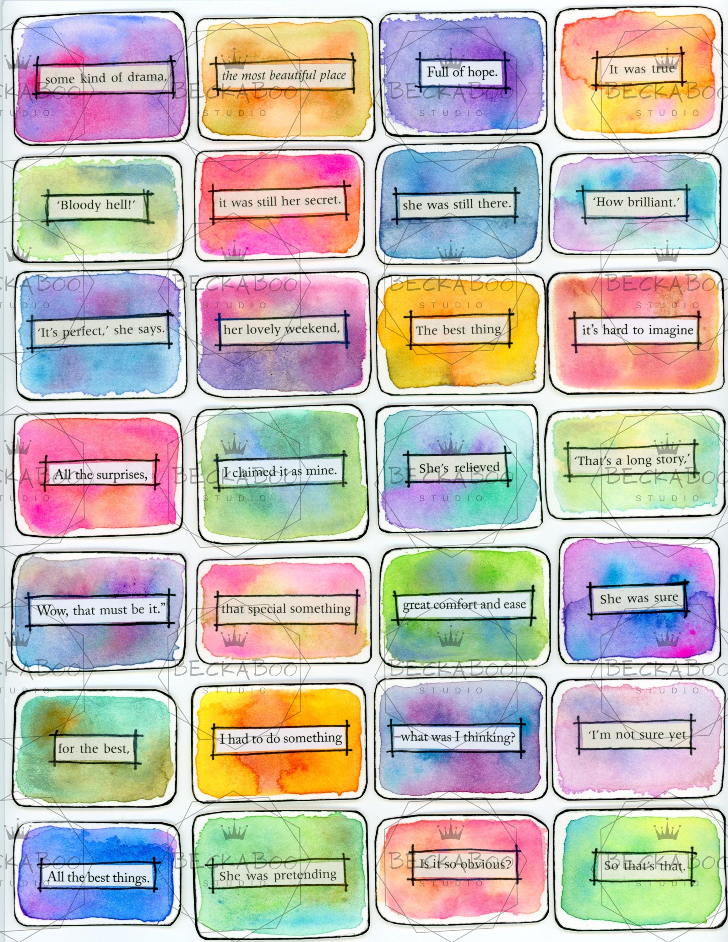 Watercolor Words Printables, Words Digital Collage Sheet, Junk Journal ...