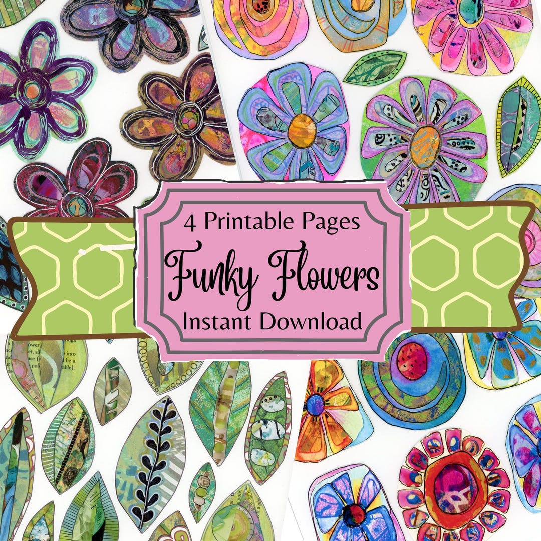 Funky Flowers Digital Download, (4) Printable Papers, Art Journal and ...