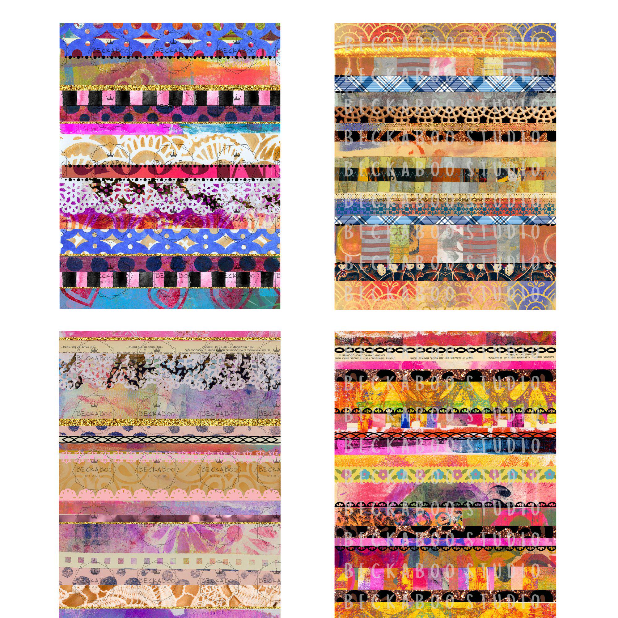 Colorstrip Background Printable Papers, (16) Digital Art Papers ...